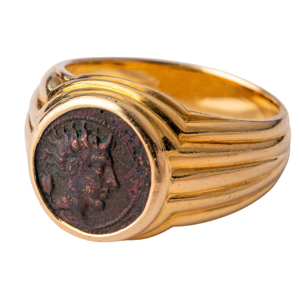 BVLGARI MONETE 18CT YELLOW GOLD RING WITH AN ANCIENT COIN - Gemme Nummarie